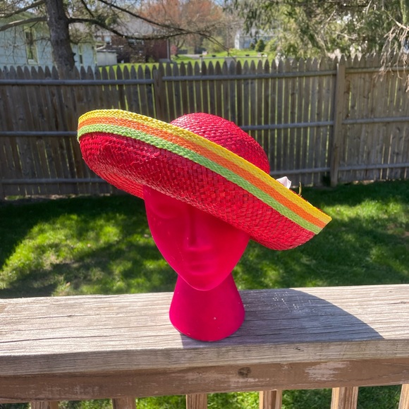 Vintage | Accessories | Vintage Multicolor Straw Hat With Flowers Hot ...